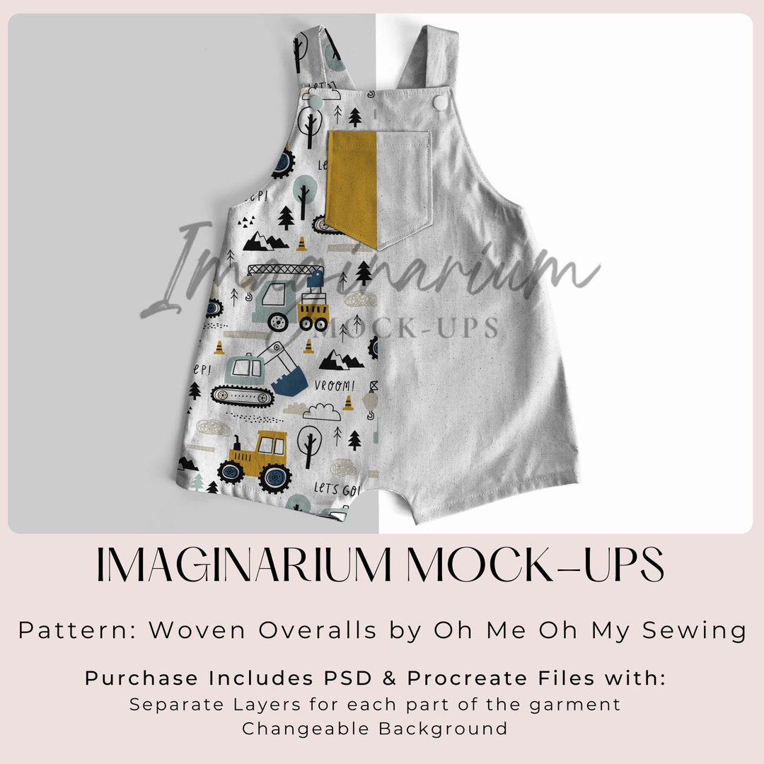 Woven Overalls Shorts Mock Up, Overalls Realistic Clothing Mockups ...