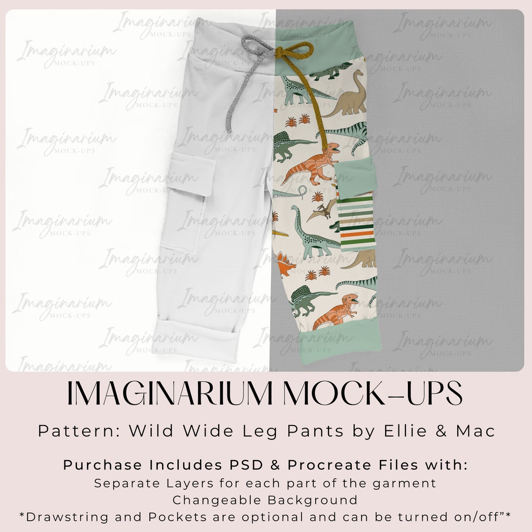 Wild Wide Leg Pants Mock Up, Cargo Pants Mockup, Realistic Clothing ...