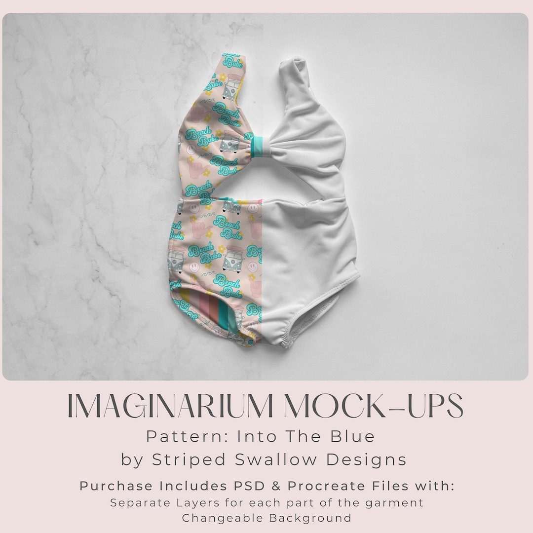 Ruched Top Monokini Swimsuit Mock Up, One Piece Swim Mockup, Realistic ...