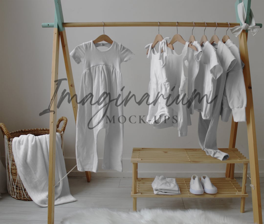 Clothing Rack Realistic Mockup, Hanging Clothes Display, Samantha Marie ...