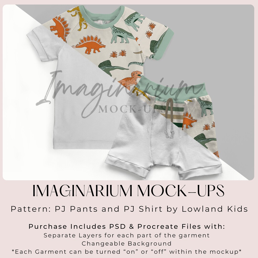 Short Sleeve Raglan Pajama Top and Fabric Waist Shorts, Customizable PJ ...