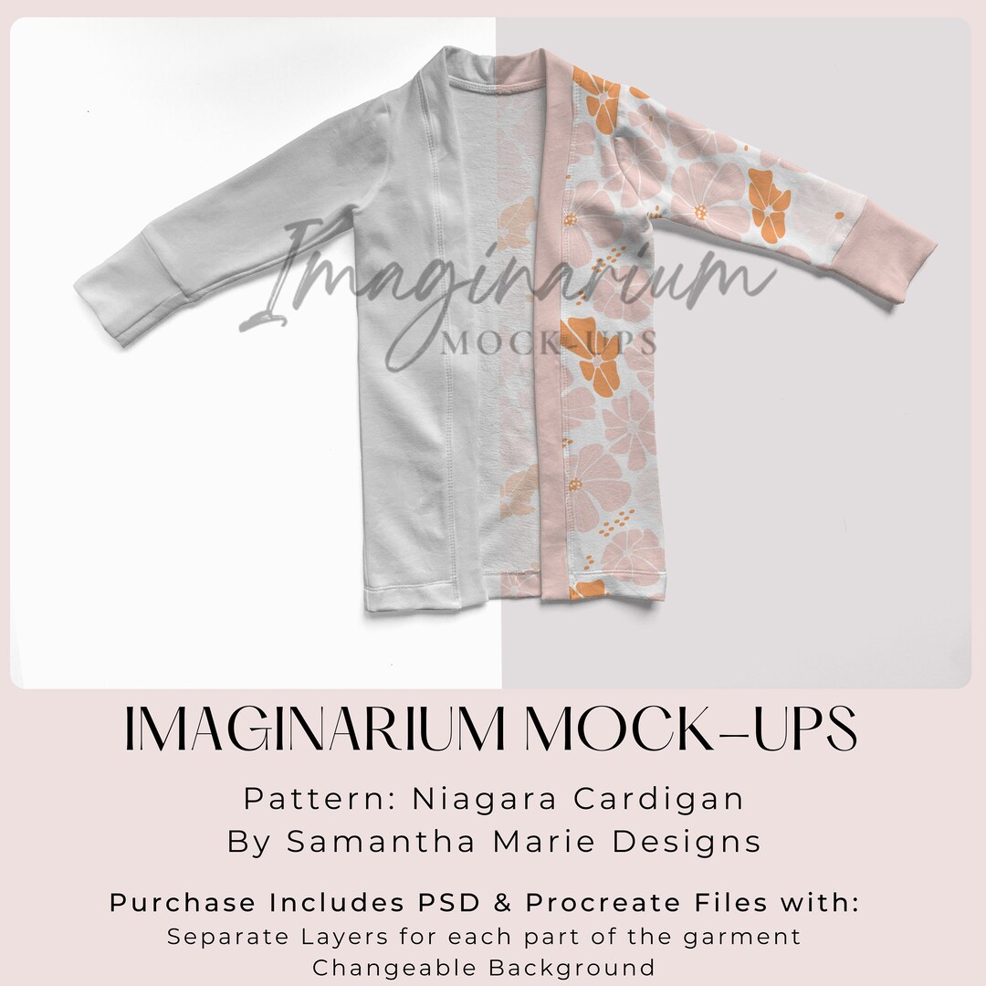 Niagara Duster Cardigan Mockup, Kids Sweater Mock-up, Realistic ...
