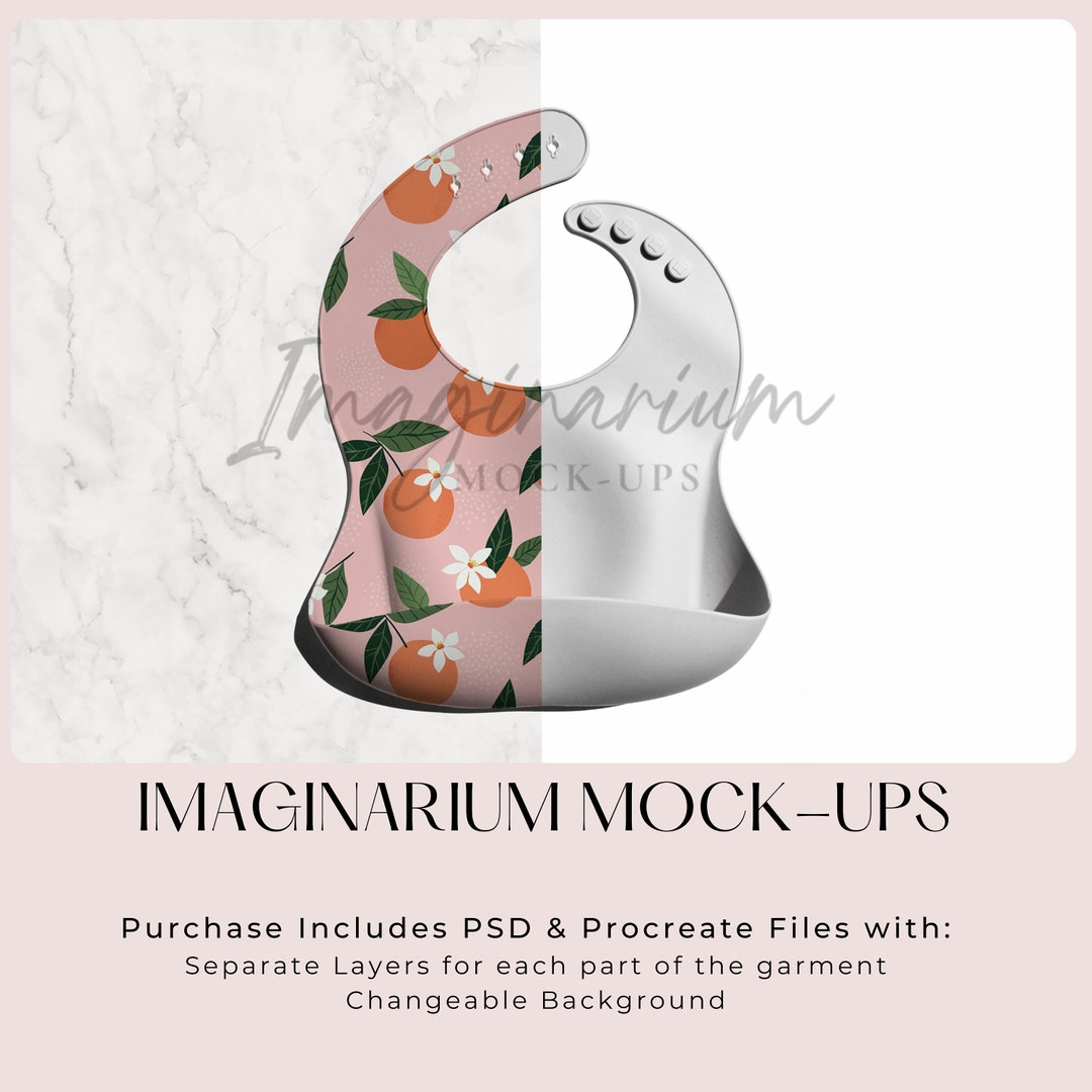 Silicone Catch All Baby Bib Mock Up, Realistic Bib Mockup for Photoshop ...
