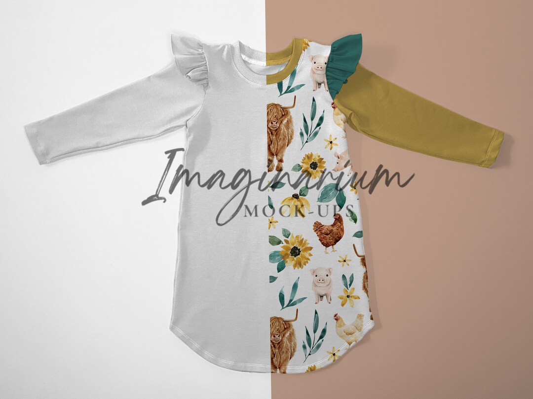 Flutter Sweater Dress Mockup, Long Sleeve Sweatshirt Dress Mock-up ...