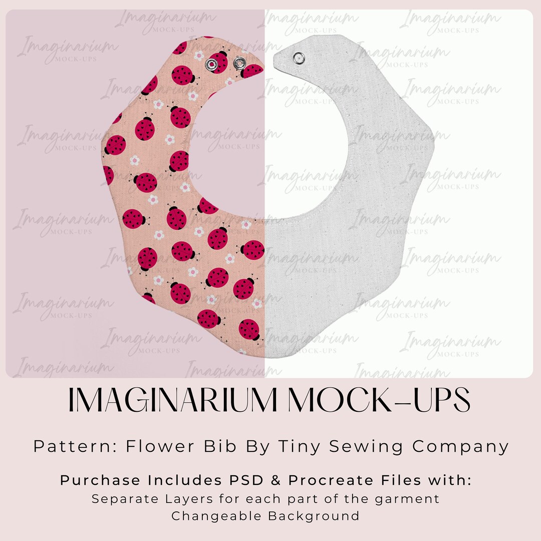 Scalloped Baby Bib Mock Up, Realistic Flower Bib Mockup for Photoshop ...