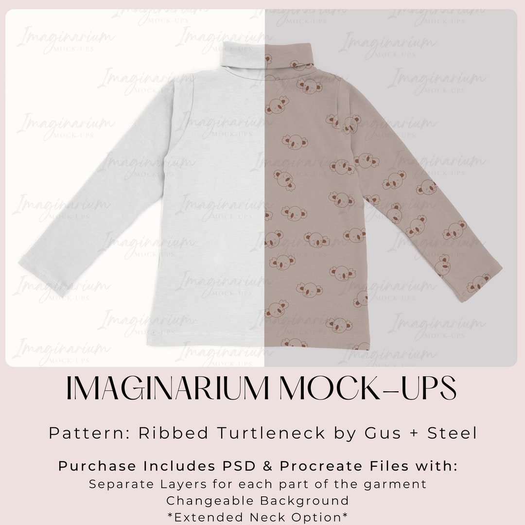 Long Sleeve Turtleneck Shirt Mockup, Turtleneck Sweater Mock-up ...