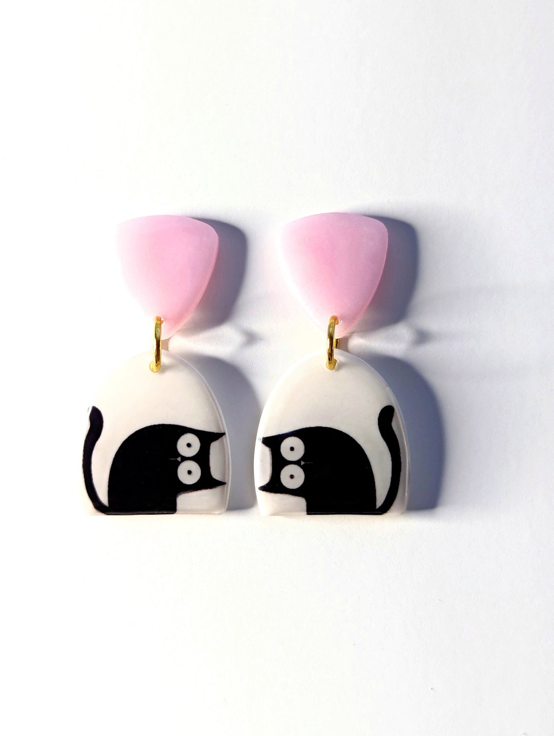 Handmade Black Cat Earrings: Polymer Clay Animal Jewelry by Mila Studio ...