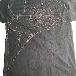 Spiderweb Handpainted W/ Bleach on a Black T-shirt, Spider Web Shirt ...