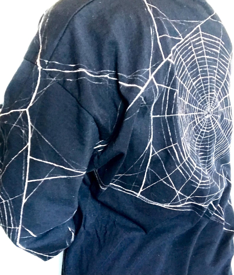 Spiderweb Handpainted W/ Bleach on Long Sleeved T-shirt, Spider Web ...