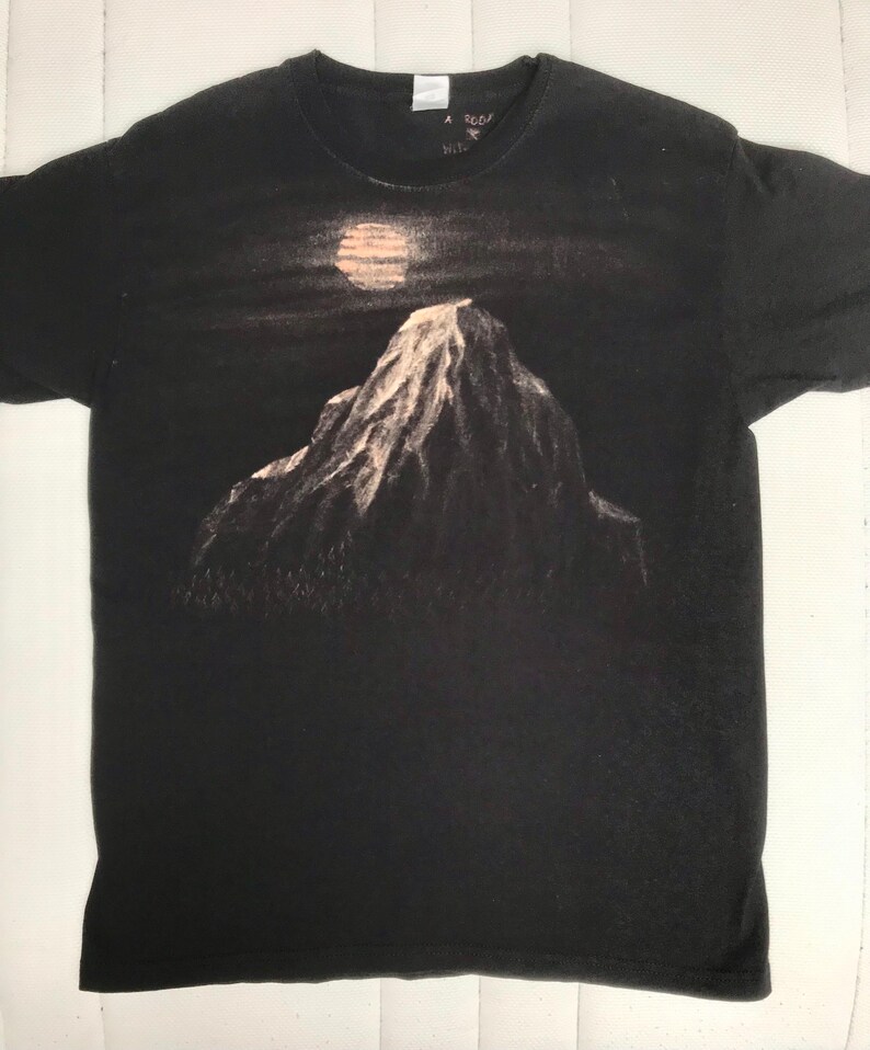 Handpainted Bleached Moonlight Mountain Shirt, Handmade Dramatic Mount ...