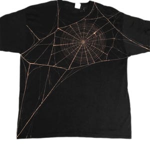 Spiderweb Handpainted W/ Bleach on a Black T-shirt, Spider Web Shirt ...