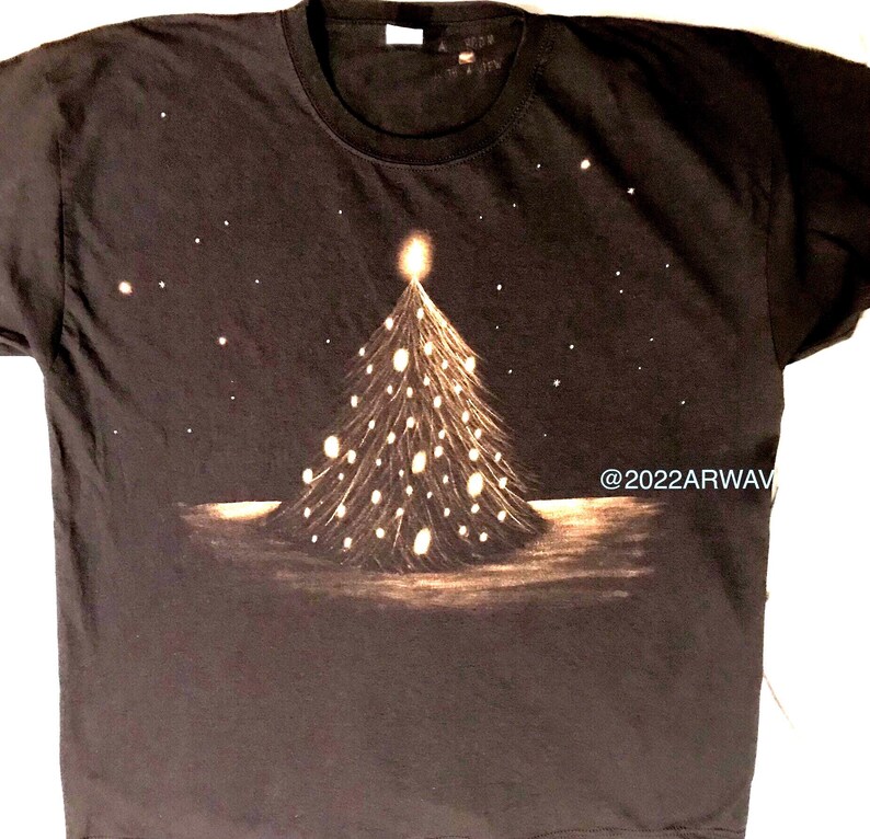 Handpainted Bleached Christmas Tree on T-shirt, Festive Hand Painted ...