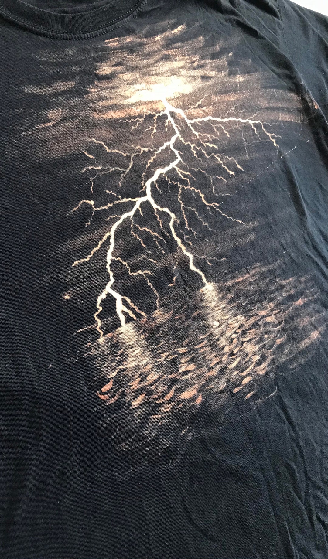 Handpainted Bleached Lightning Bolt Shirt, Hand Painted Bleach Ocean ...