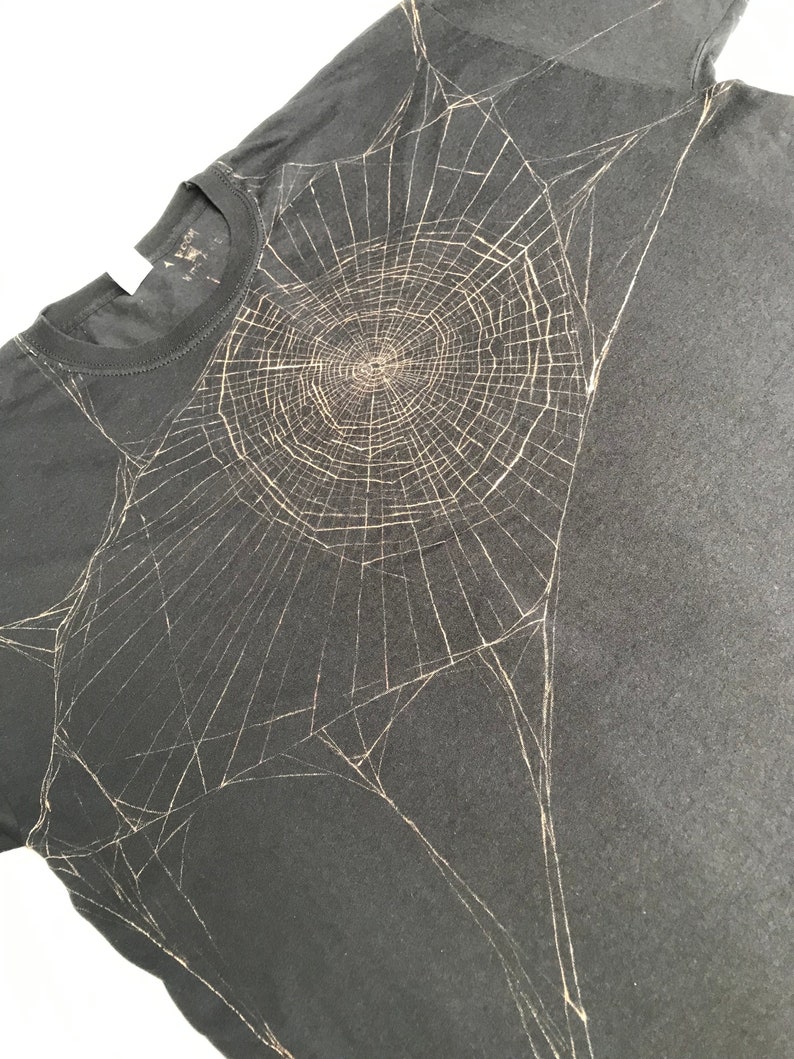 Spiderweb Handpainted W/ Bleach on a Black T-shirt, Spider Web Shirt ...