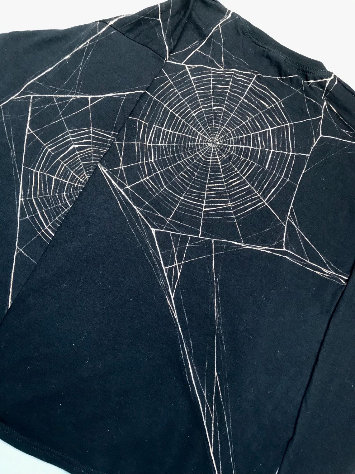 Spiderweb Handpainted W/ Bleach on Long Sleeved T-shirt, Spider Web ...