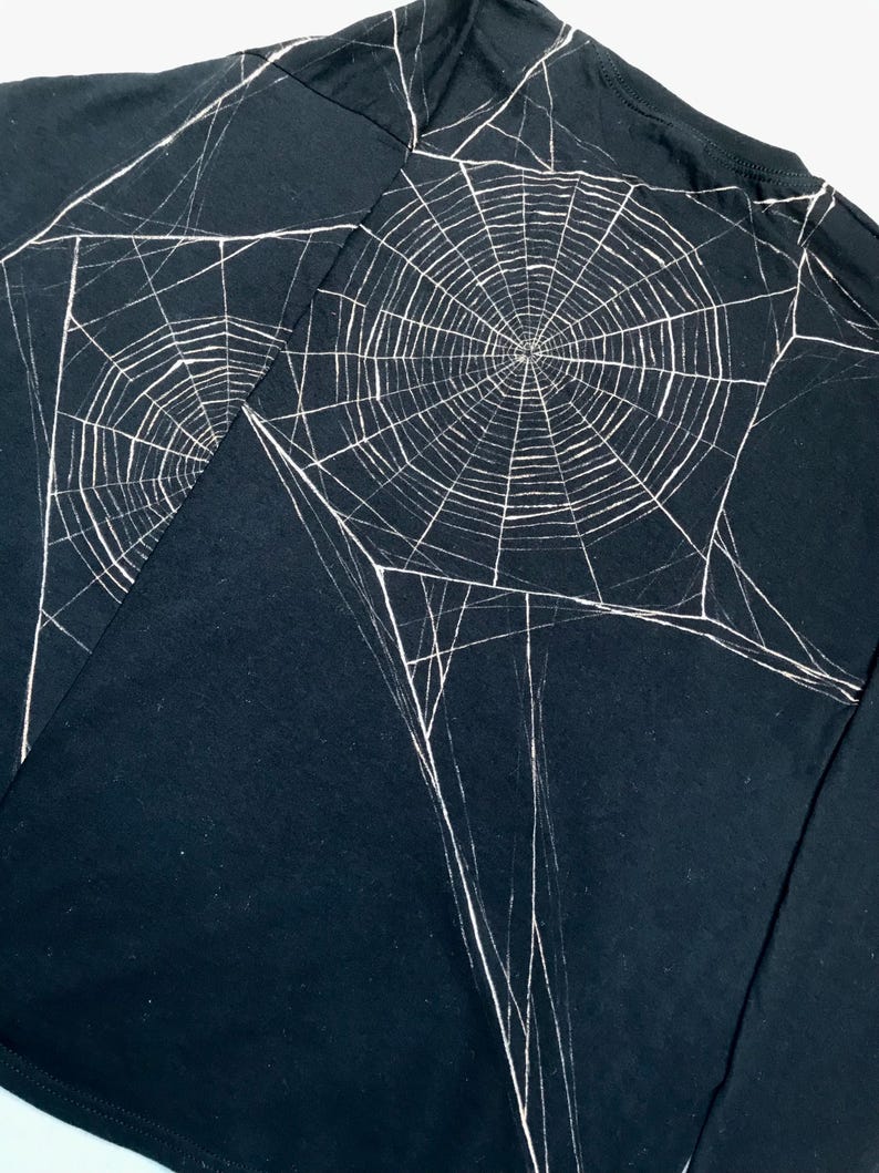 Spiderweb Handpainted W/ Bleach on Long Sleeved T-shirt, Spider Web ...