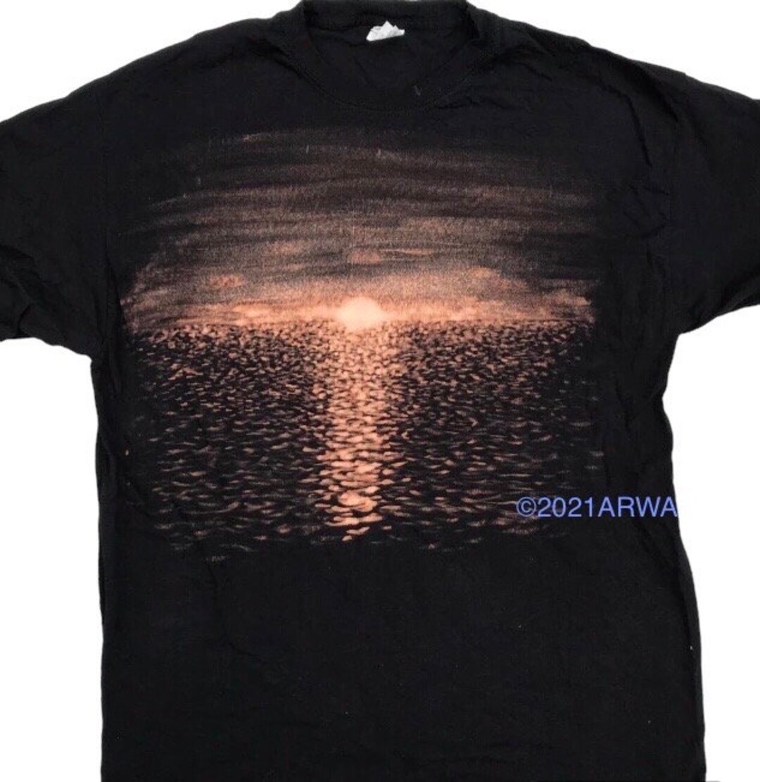 Handpainted Bleached Sunset Shirt, Sun Rise Reflection on Ocean Waves ...