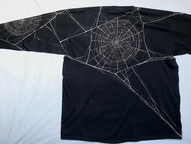 Spiderweb Handpainted W/ Bleach on Long Sleeved T-shirt, Spider Web ...