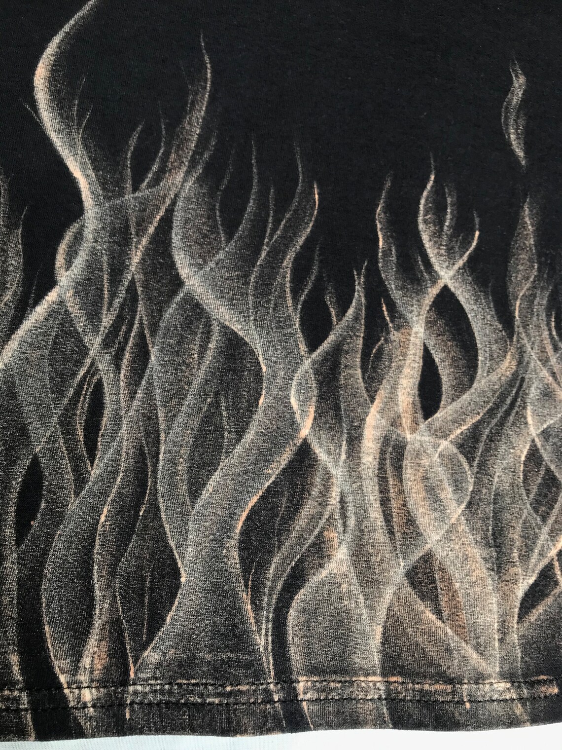 Flames Handpainted With Bleach Shirt, Hand Painted Fire Art T-shirt ...