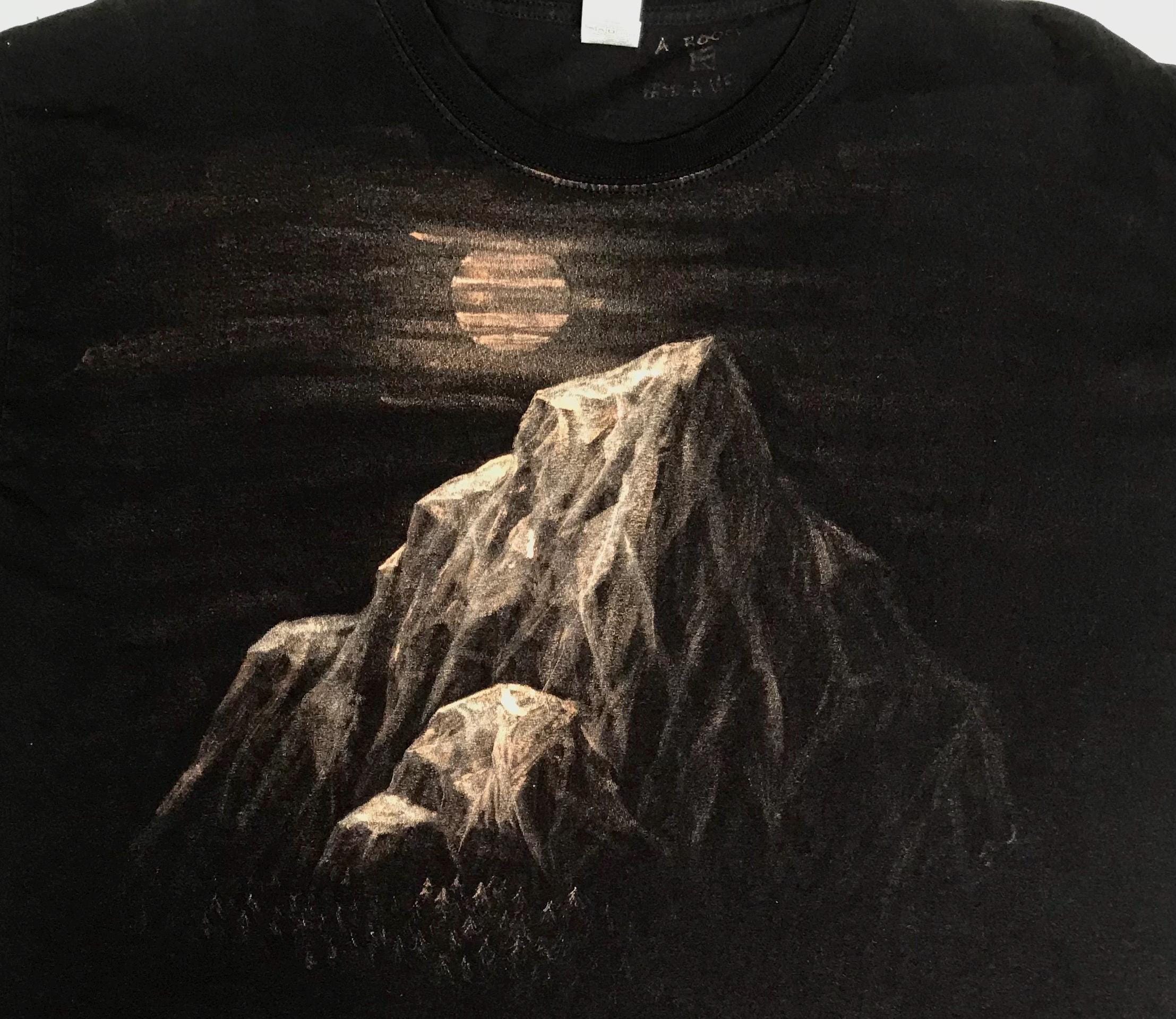 Handpainted Bleached Moonlight Mountain Shirt, Handmade Dramatic Mount ...