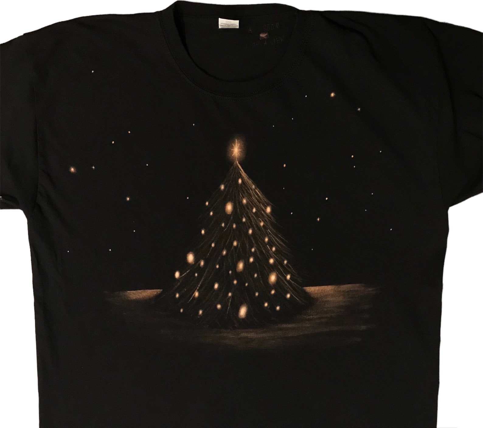 Handpainted Bleached Christmas Tree on T-shirt, Festive Hand Painted ...