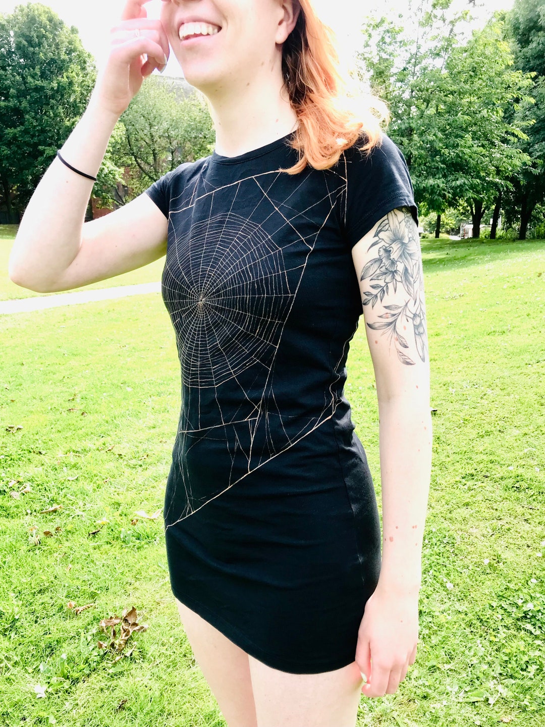 Asymmetrical Spiderweb Dress Hand Painted With Bleach, Comfy 100% ...