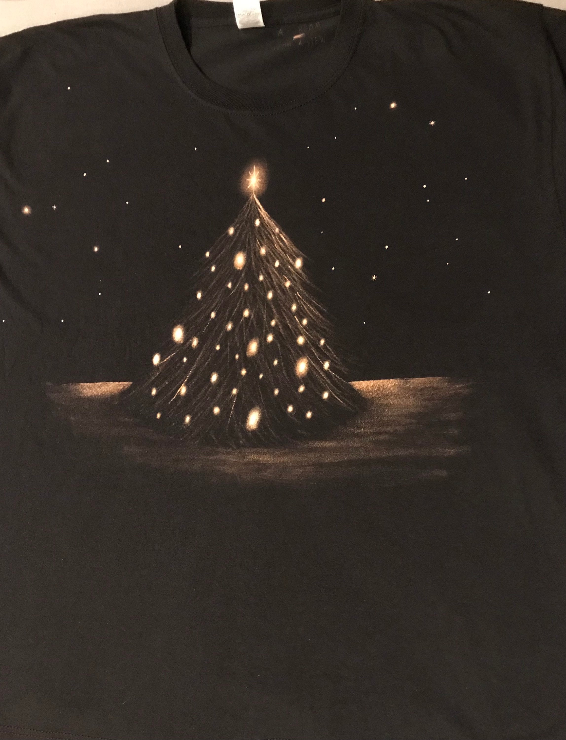 Handpainted Bleached Christmas Tree on T-shirt, Festive Hand Painted ...