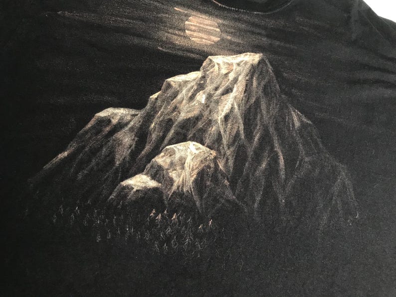 Handpainted Bleached Moonlight Mountain Shirt, Handmade Dramatic Mount ...
