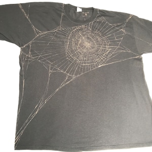 Spiderweb Handpainted W/ Bleach on a Black T-shirt, Spider Web Shirt ...