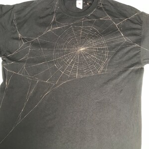Spiderweb Handpainted W/ Bleach on a Black T-shirt, Spider Web Shirt ...