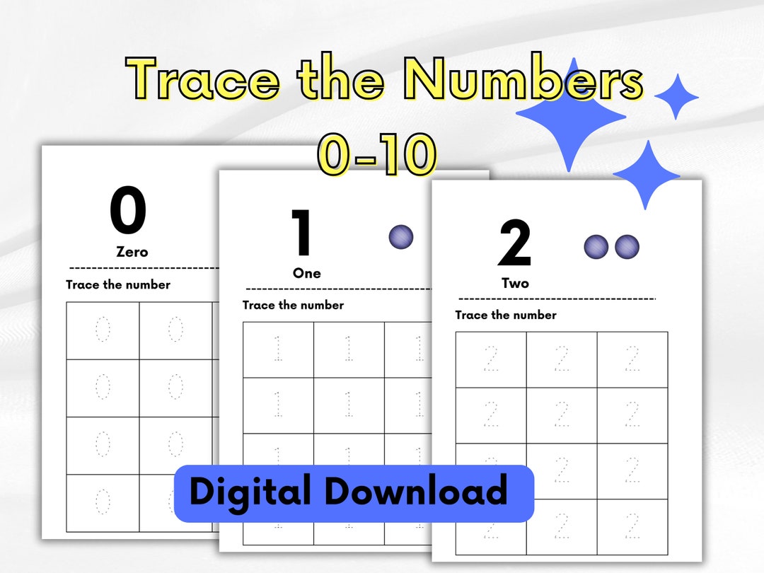 Trace the Numbers 0-10 - Etsy