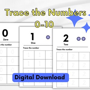 Trace the Numbers 0-10 - Etsy