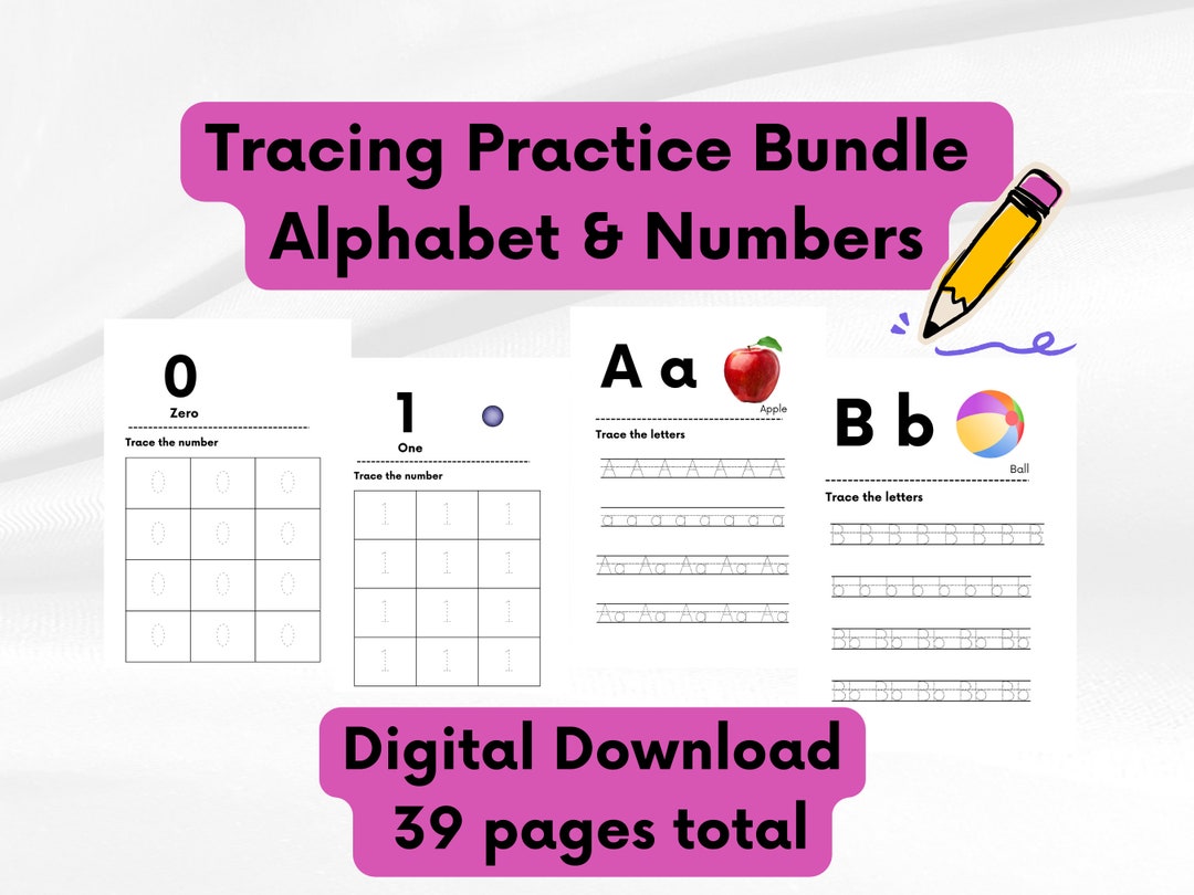 Tracing Practice Bundle Alphabet and Numbers - Etsy