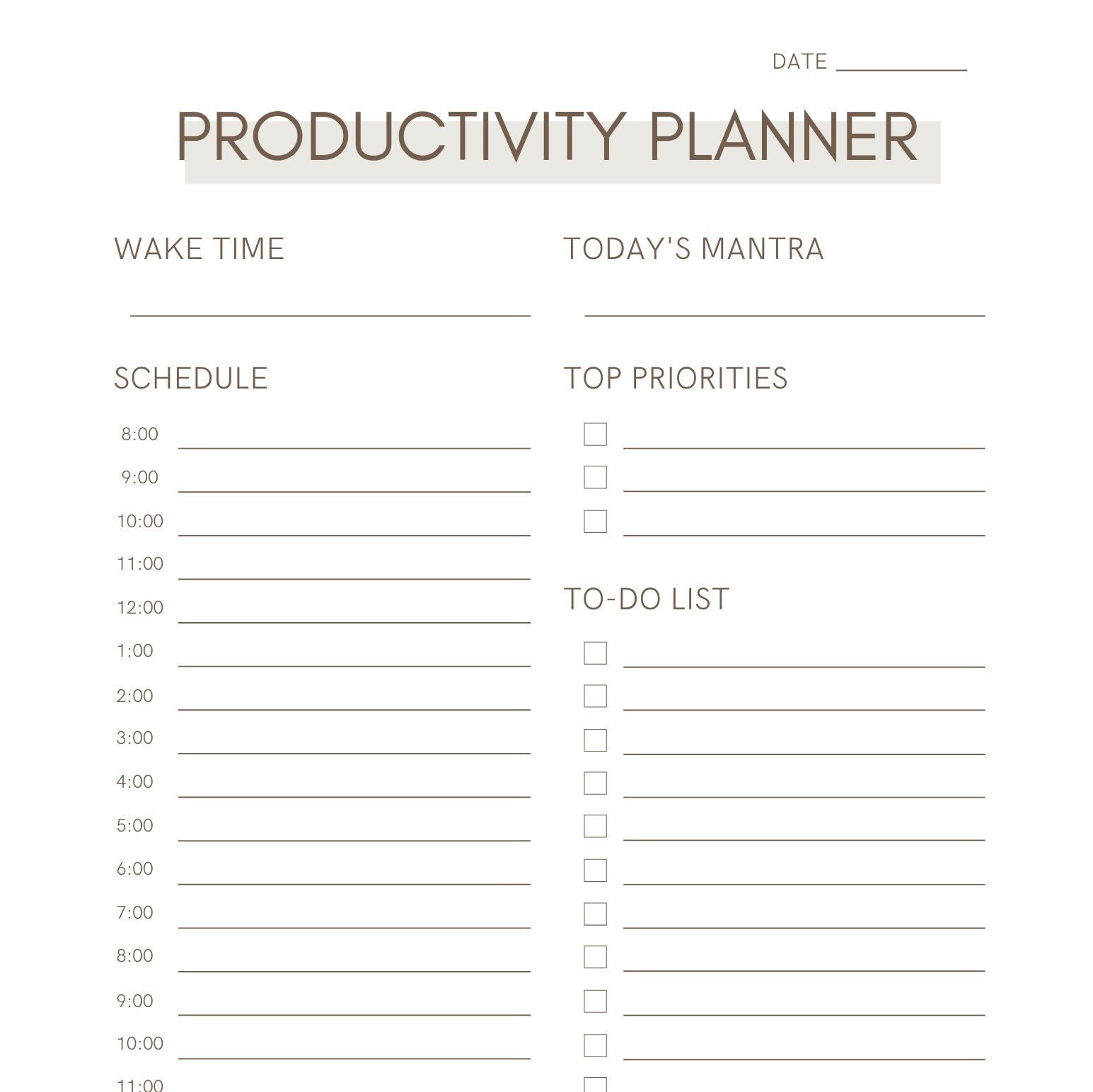 Daily Productivity Planner/chores List - Etsy