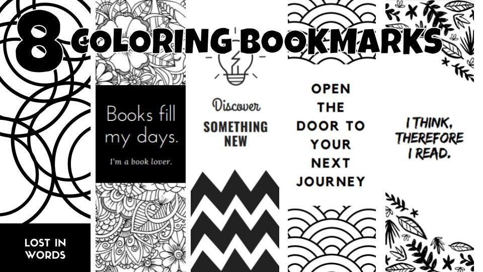 8 Coloring Bookmarks - Etsy
