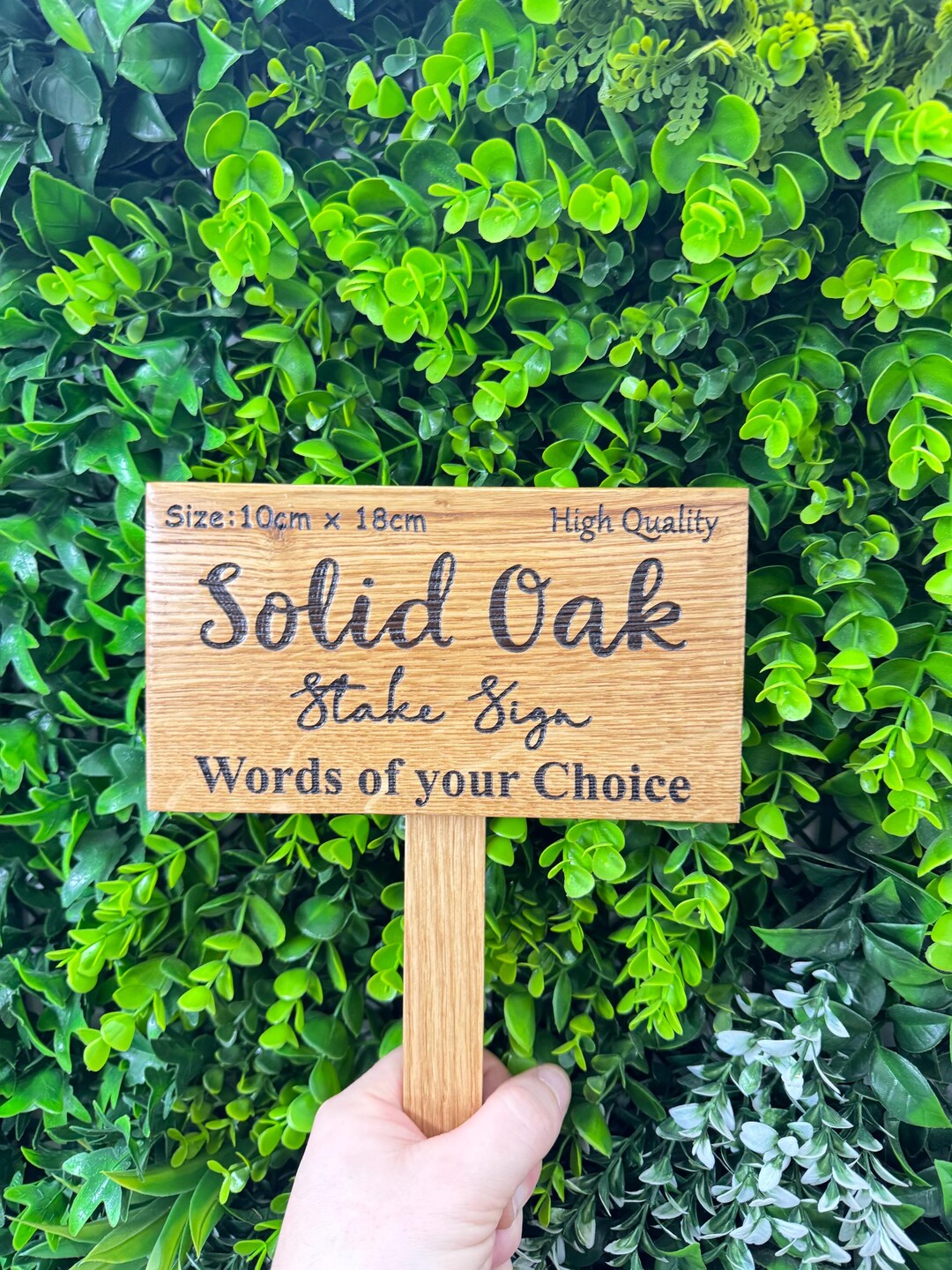Personalized Solid Oak Garden Sign: Laser Engraved Ground Stake (10cm X ...
