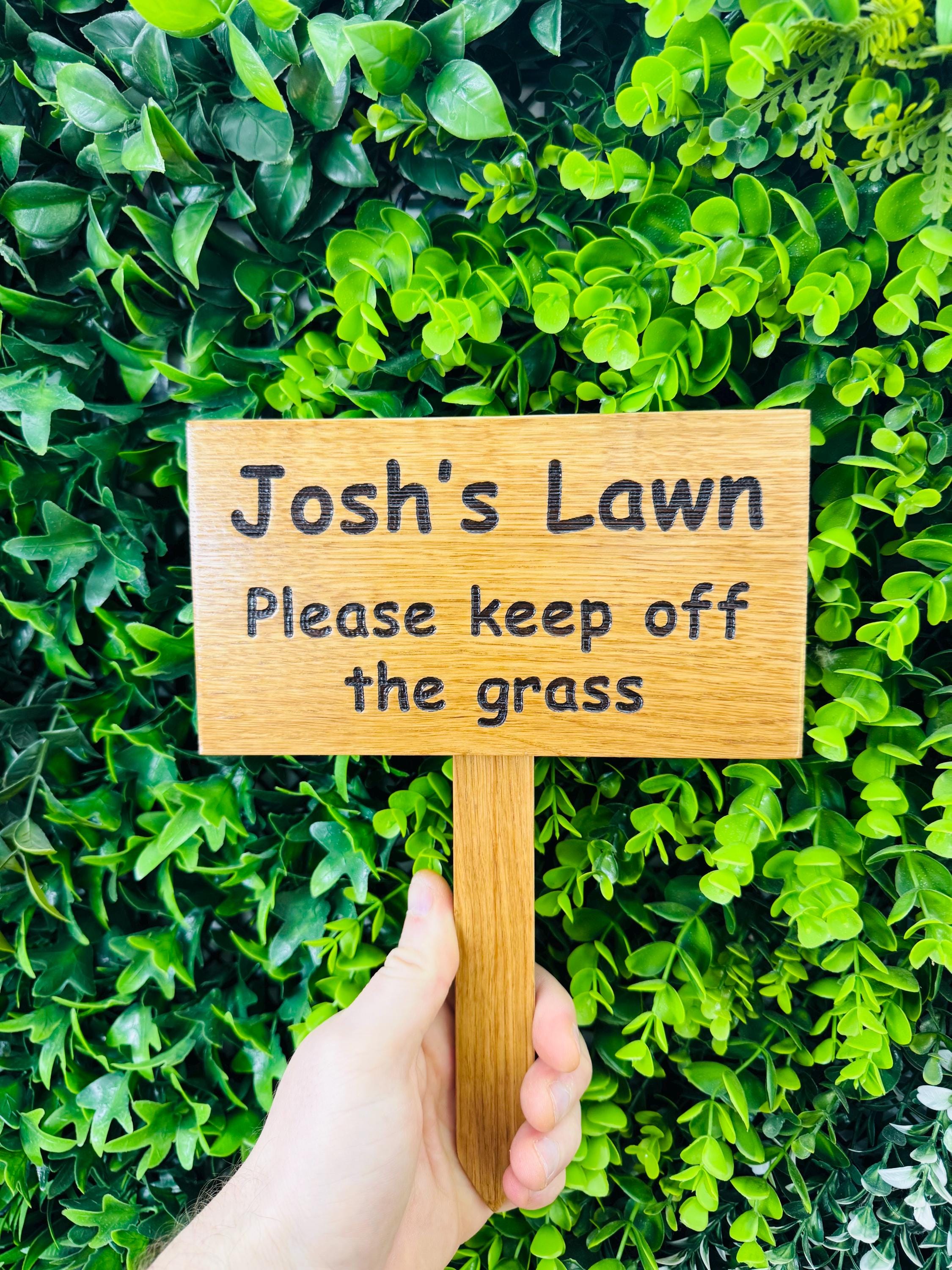 Personalized Solid Oak Garden Sign: Laser Engraved Ground Stake (10cm X ...