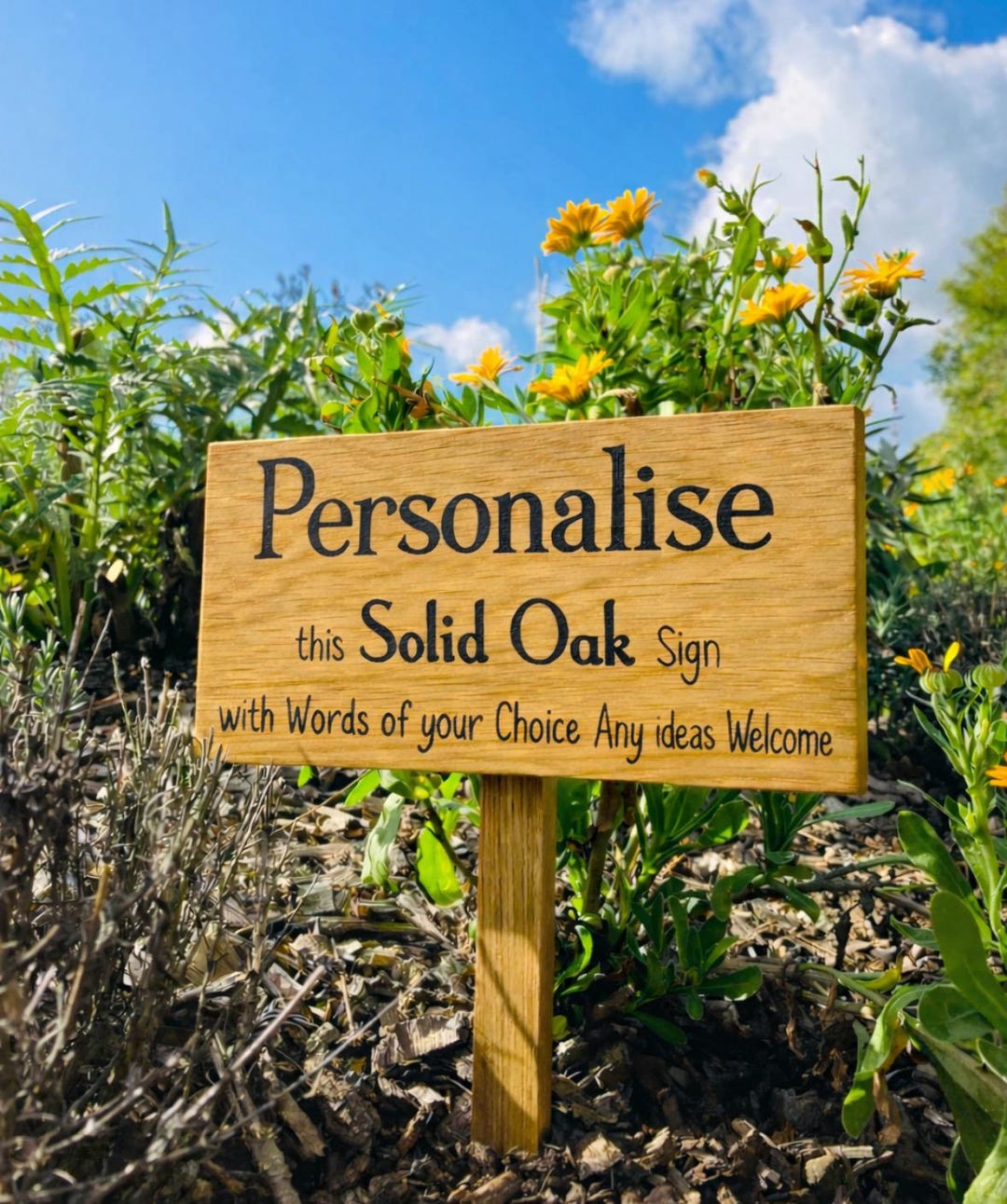 Soild Oak Personalised Ground Stake Sign/ Garden Sign(words of Your ...