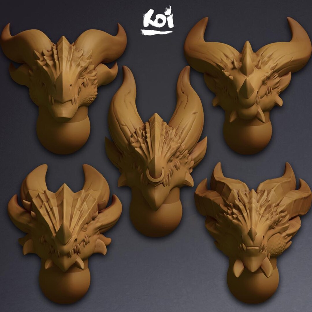 Dragonkin - 5 Miniature Heads | 42mm | 32mm | Storm | Tabletop ...