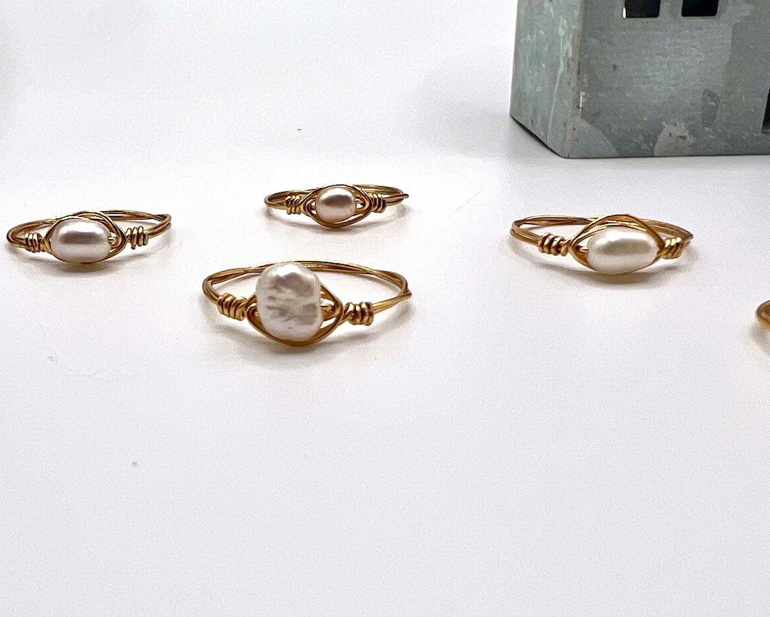 Sustainable Pearl Ring - Wire Wrapped Pearl Ring - Handmade Pearl Ring ...