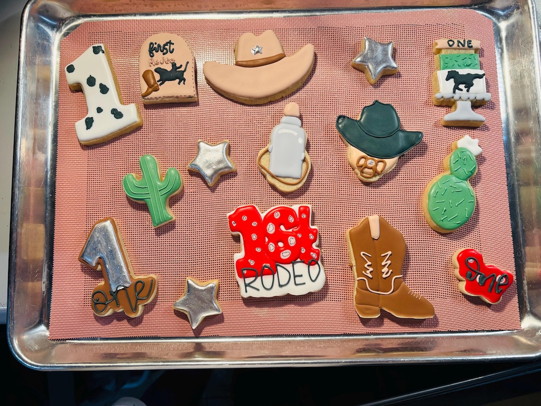 1st Rodeo Birthday Cookies – Western Cowboy Theme Sugar Cookies, First ...