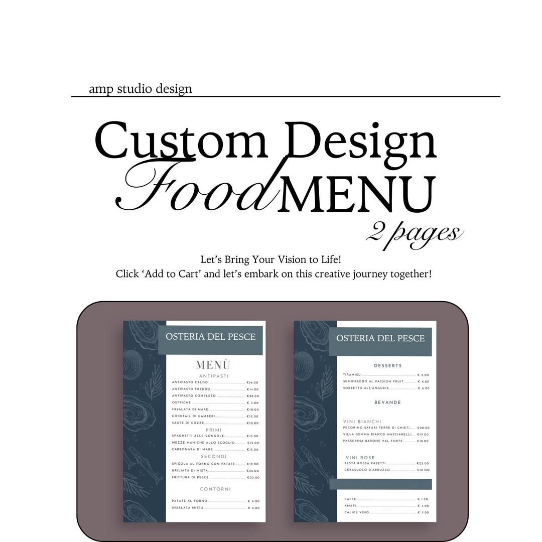 Custom Food Menu, Custom Restaurant Menu, Custom Bakery Menu, Graphic ...
