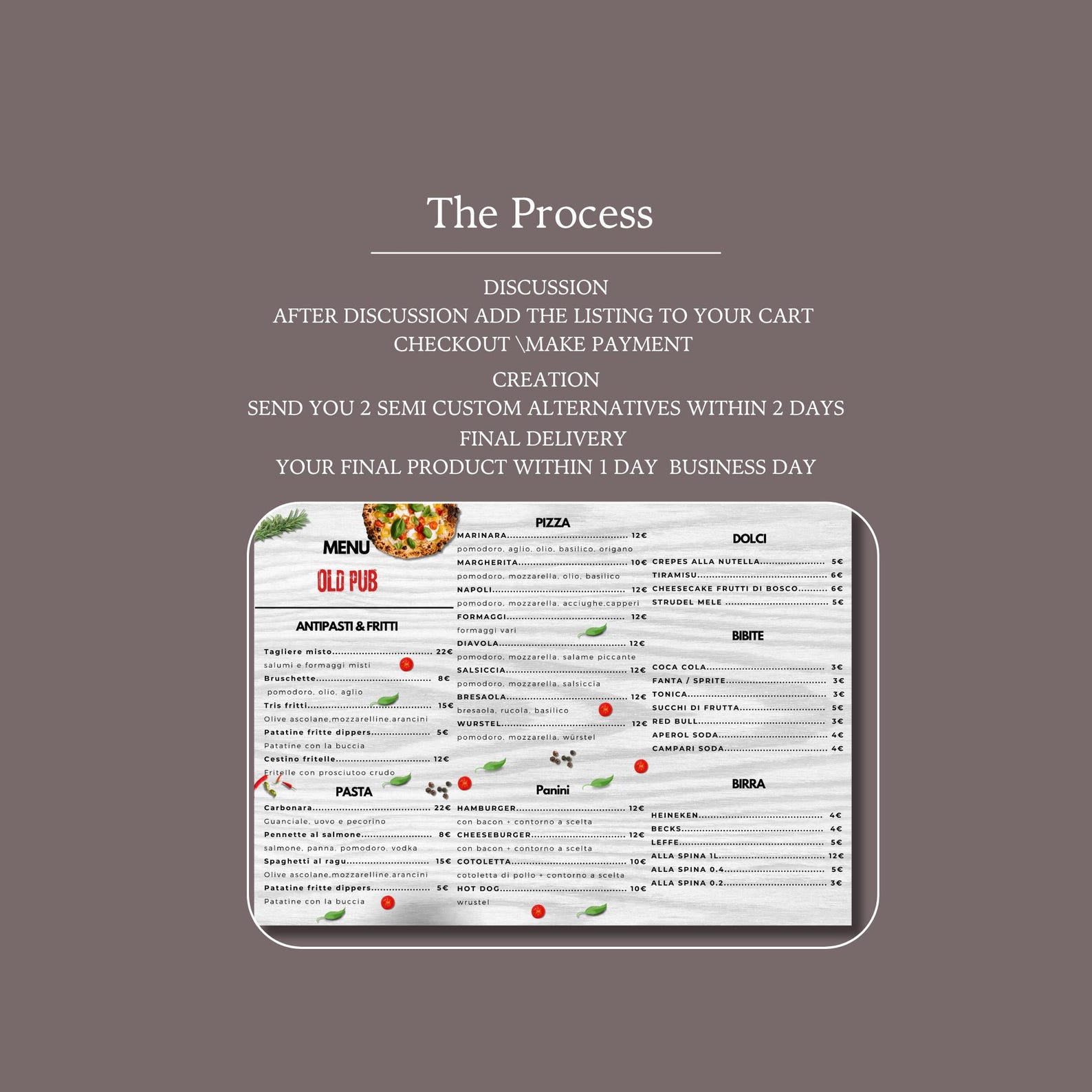 Custom Food Menu, Custom Restaurant Menu, Custom Bakery Menu, Graphic ...