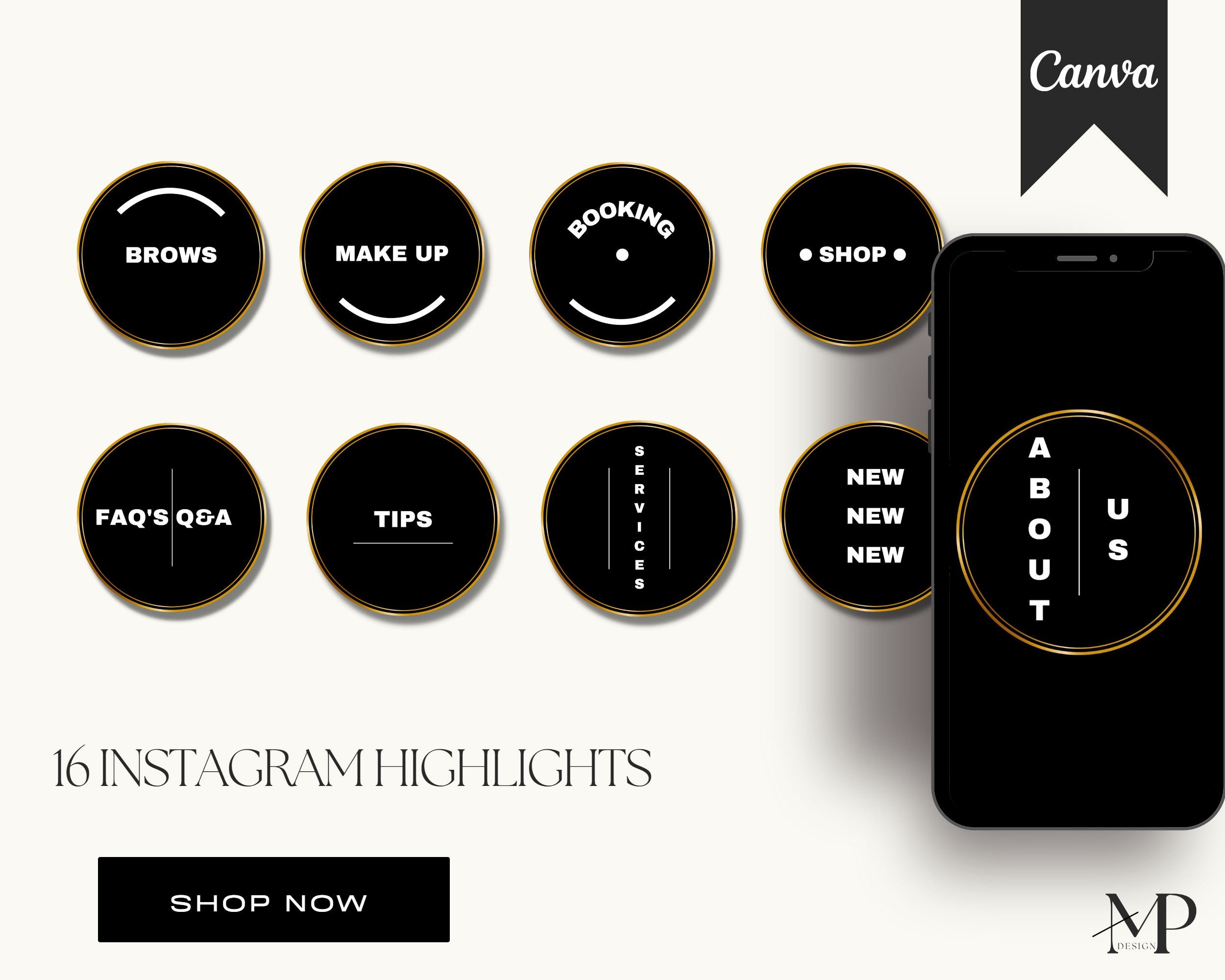 Beauty Salon Instagram Story Highlight Icons , Black and White Ig ...
