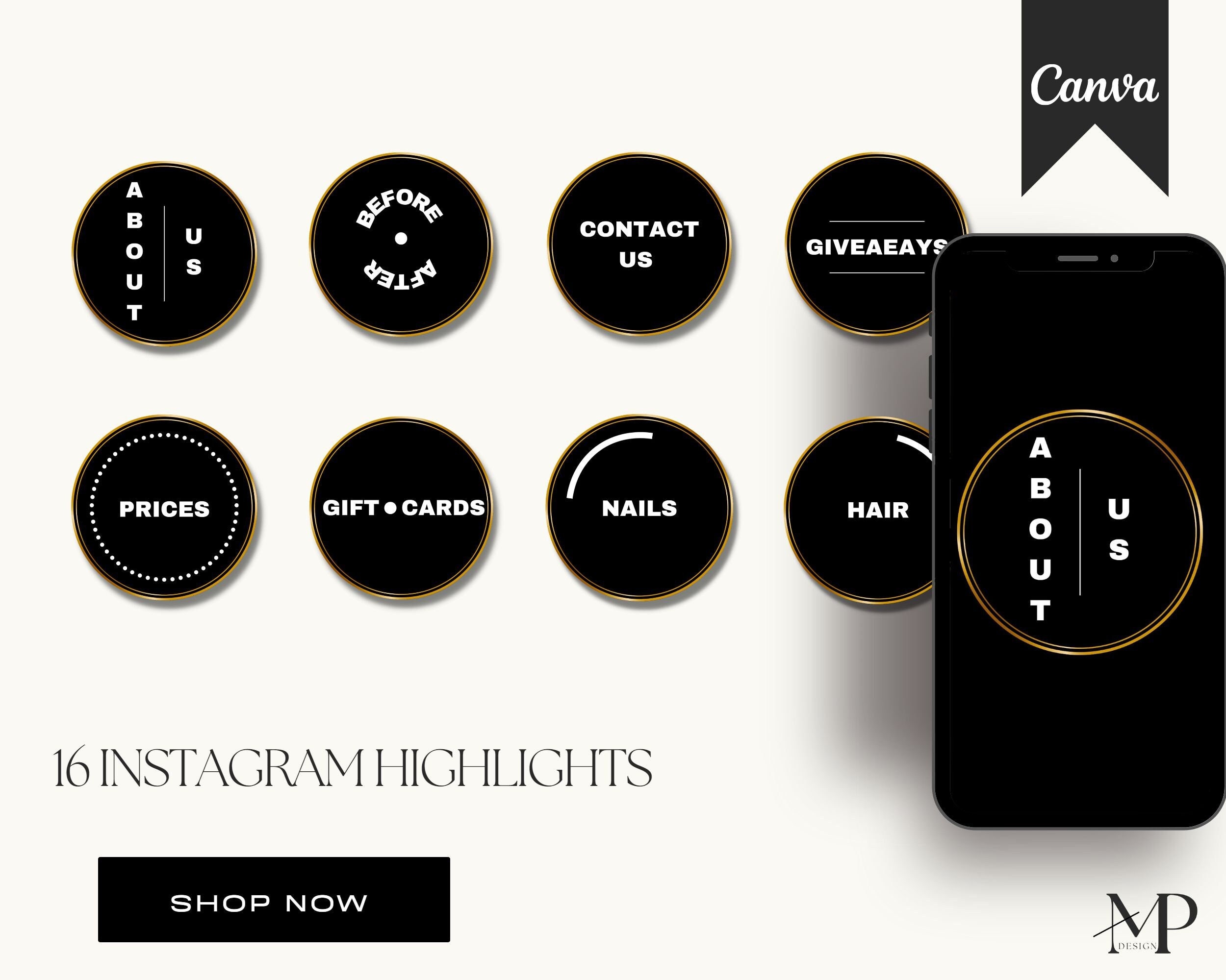 Beauty Salon Instagram Story Highlight Icons , Black and White Ig ...