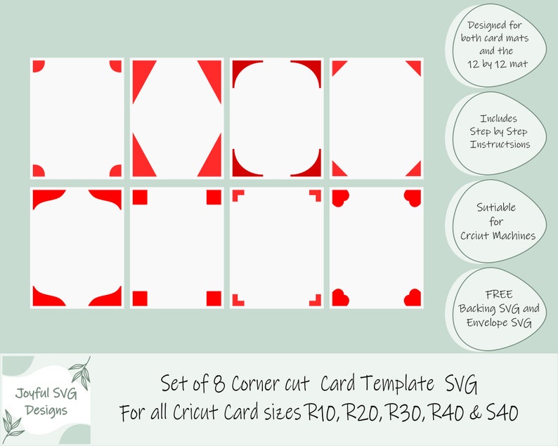 SVG: Set of 8 Card Template With Corners for Cricut Card Sizes - Etsy