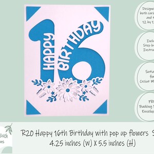 SVG: R20 Pop up 16th Birthday Card, Birthday Card, Pop up 16th Birthday ...