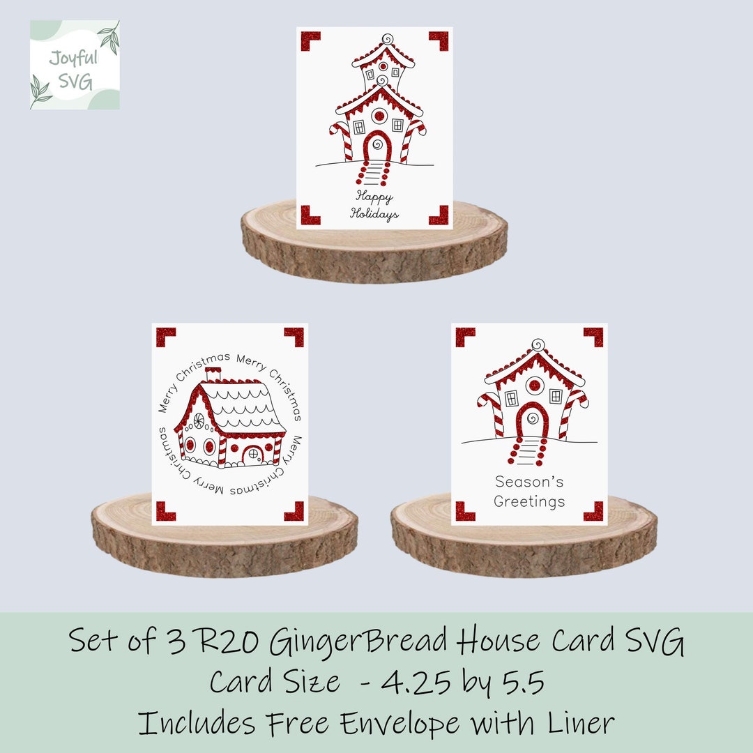 SVG: Set of 3 Gingerbread House Card SVG Cricut Insert Card - Etsy