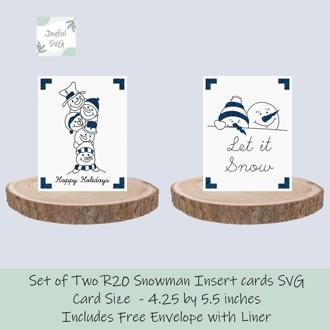 SVG: Set of 2 Christmas Snowmen Card, Cricut Insert Card, Cricut Joy ...
