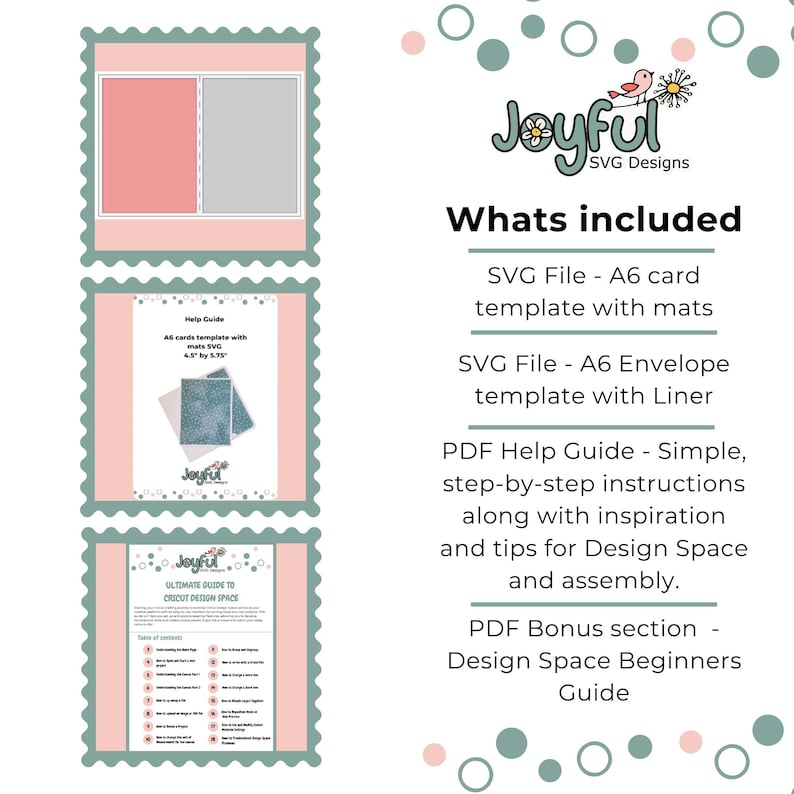 A6 Card Template SVG: DIY Cricut Cards, Envelope and PDF Guide (digital ...